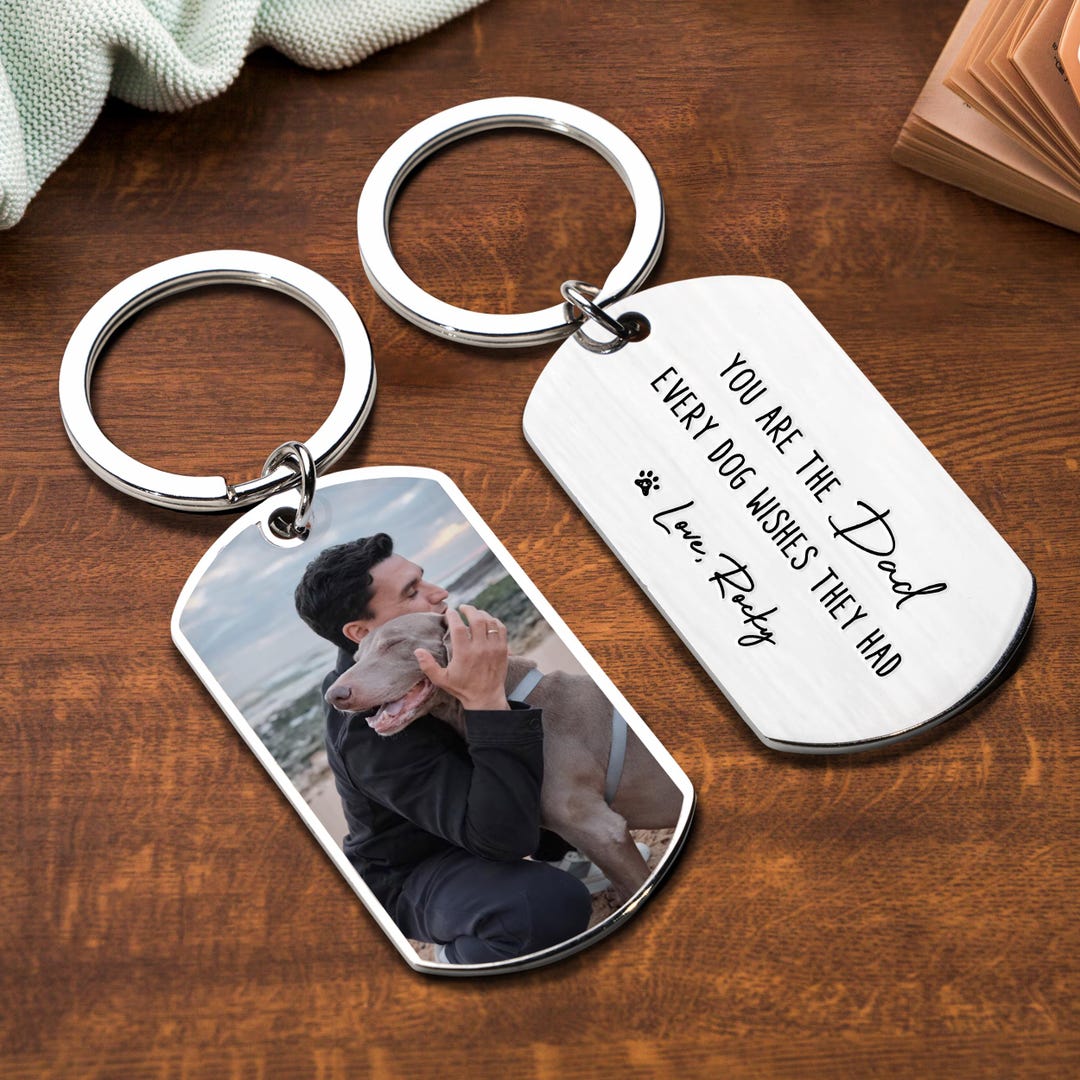 Personalized Dog Dad Keychain, Custom Photo Keychain, Fathers Day Gift ...
