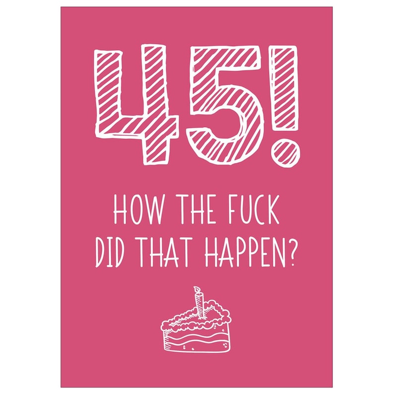 Funny 45th Birthday Card for Sister Brother Wife Husband - Etsy
