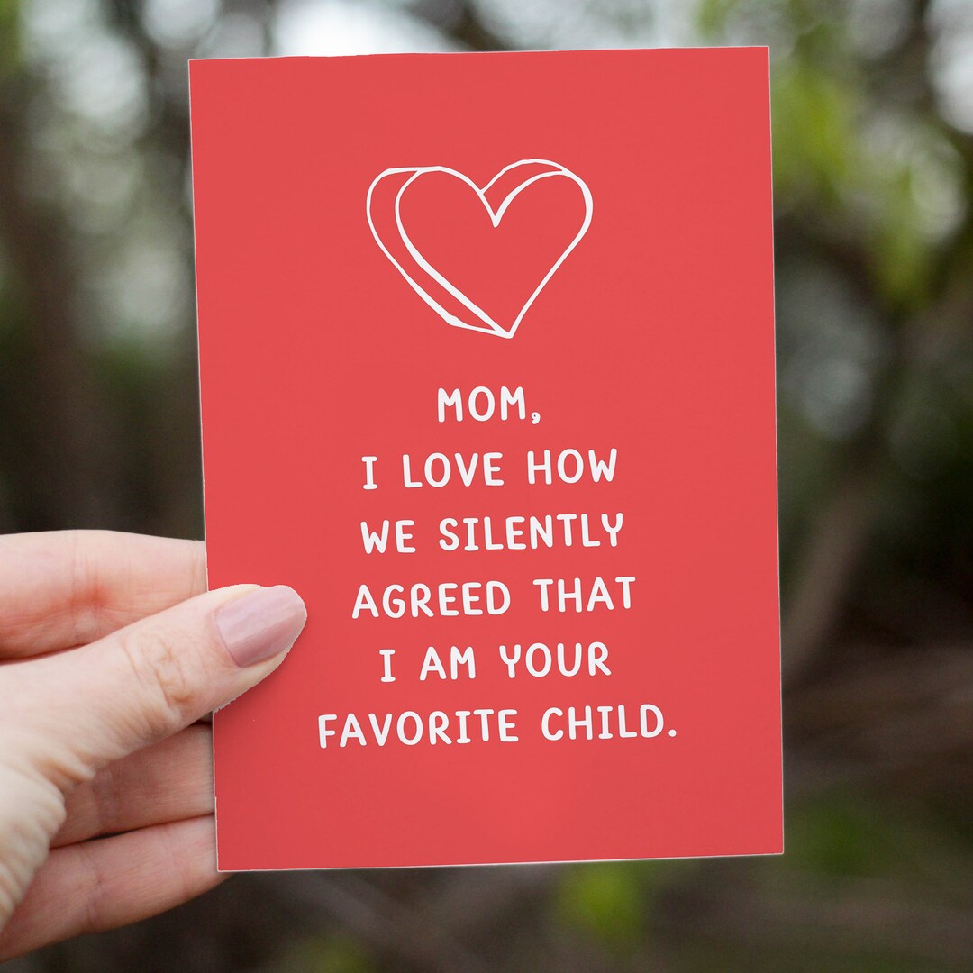 Mom Love Card, Funny Mothers Day Card From Daughter or Son, Favorite ...