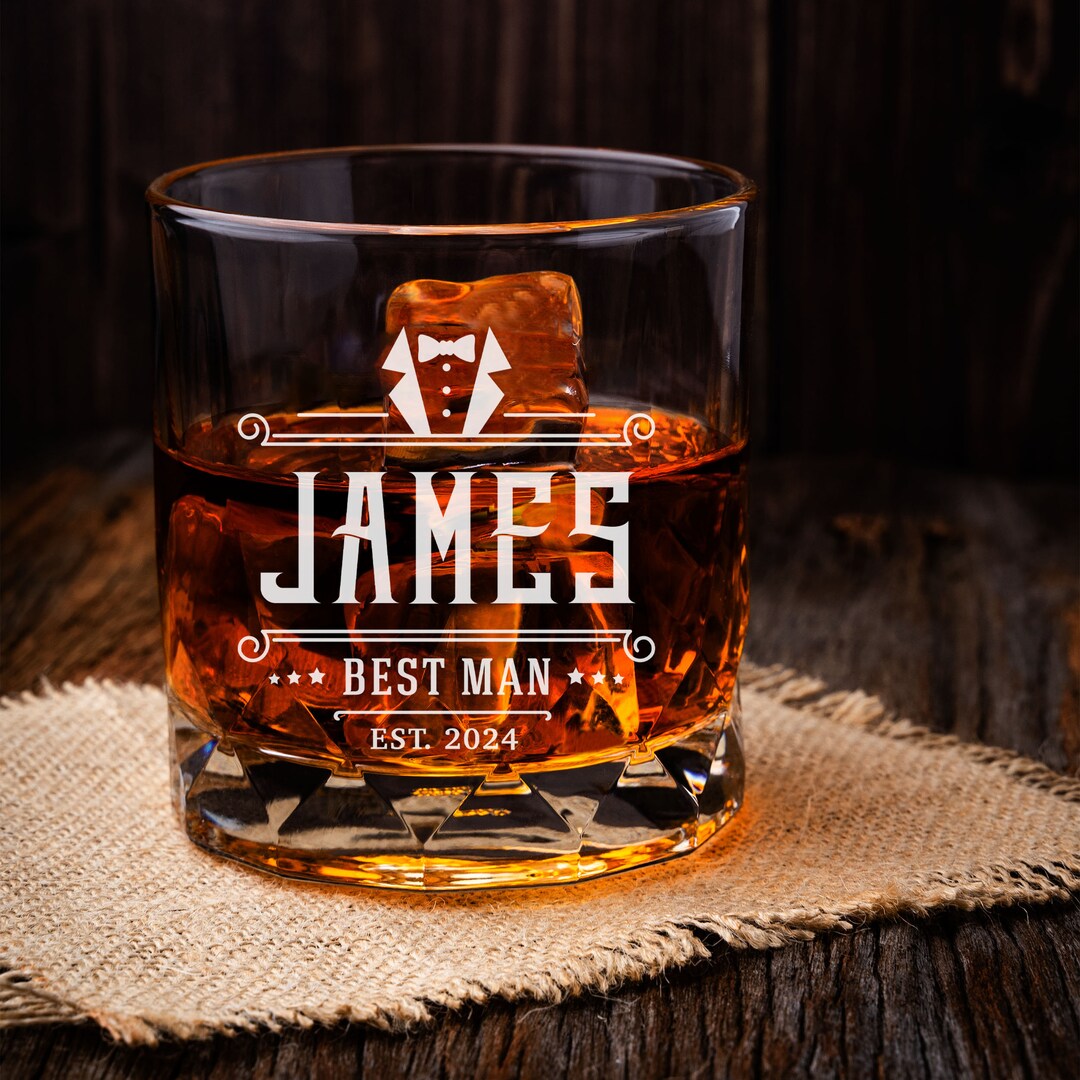 Best Man Wedding Gift, Personalized Whiskey Glass, Custom Name and Year ...