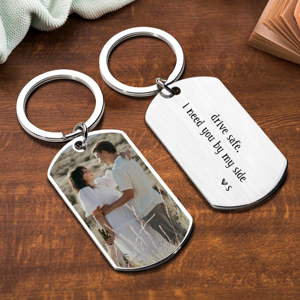 Custom Photo Keychain, Personalized Initial Name Keychain, Valentines ...