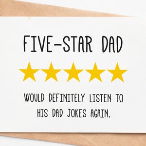 Five-star Dad Card, Funny Fathers Day Card, Dad Jokes Card, Sarcastic ...