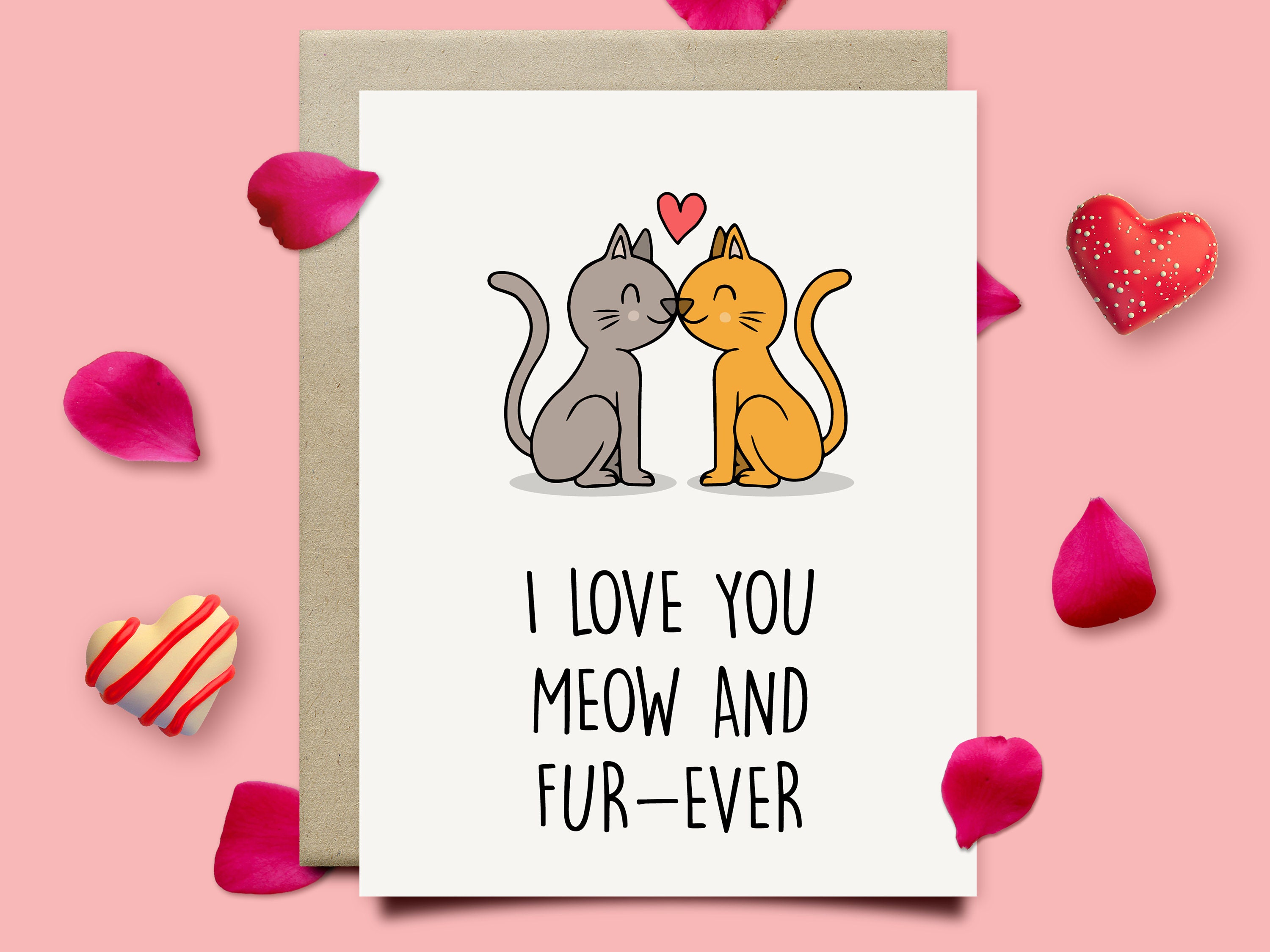 Funny Cat Love Card Meow and Fur-ever Valentines Day Card for - Etsy UK