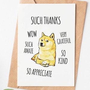 Shiba Inu Thank You Card, Funny Dog Appreciation Card, Sarcastic Shibe ...