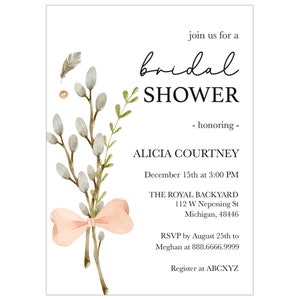 Bridal Shower Invitations Card, Custom Wedding Shower Card, Boho Floral ...
