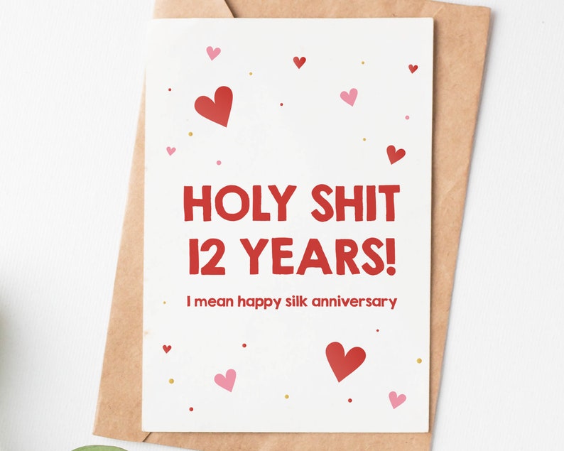 12 Years Anniversary Card, Happy Silk Anniversary Card, 12th Wedding ...