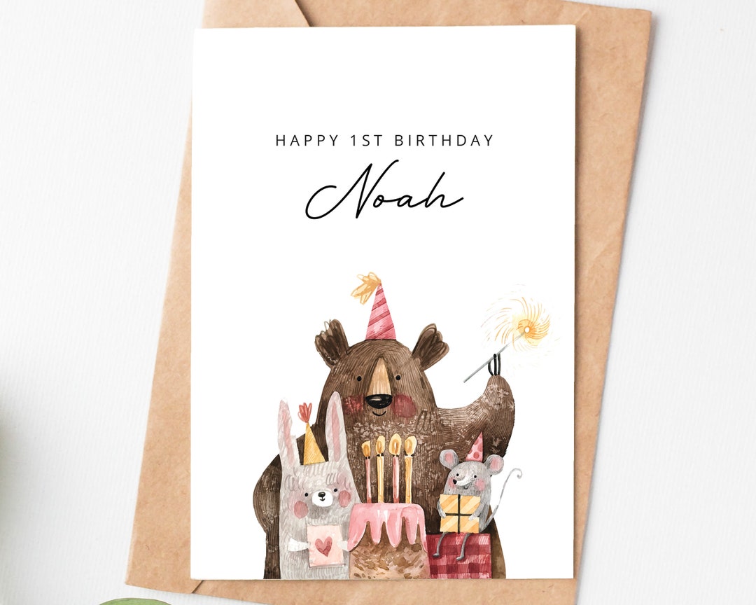 Custom Birthday Card, Personalized Baby Card, Cute Baby Boy Card, Baby ...