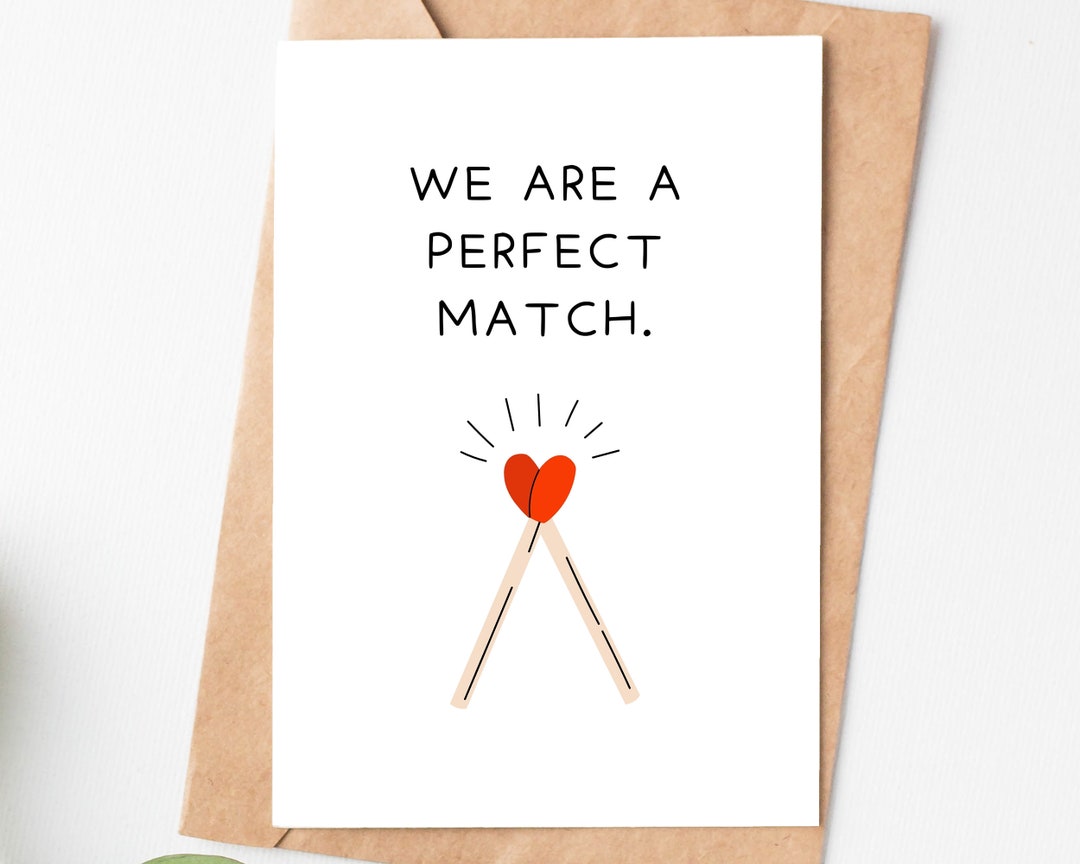Perfect Match Pun Love Card, Funny Valentines Day Card, Anniversary ...