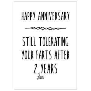 Funny 2nd Anniversary Card for Husband or Boyfriend, Cotton Anniversary ...
