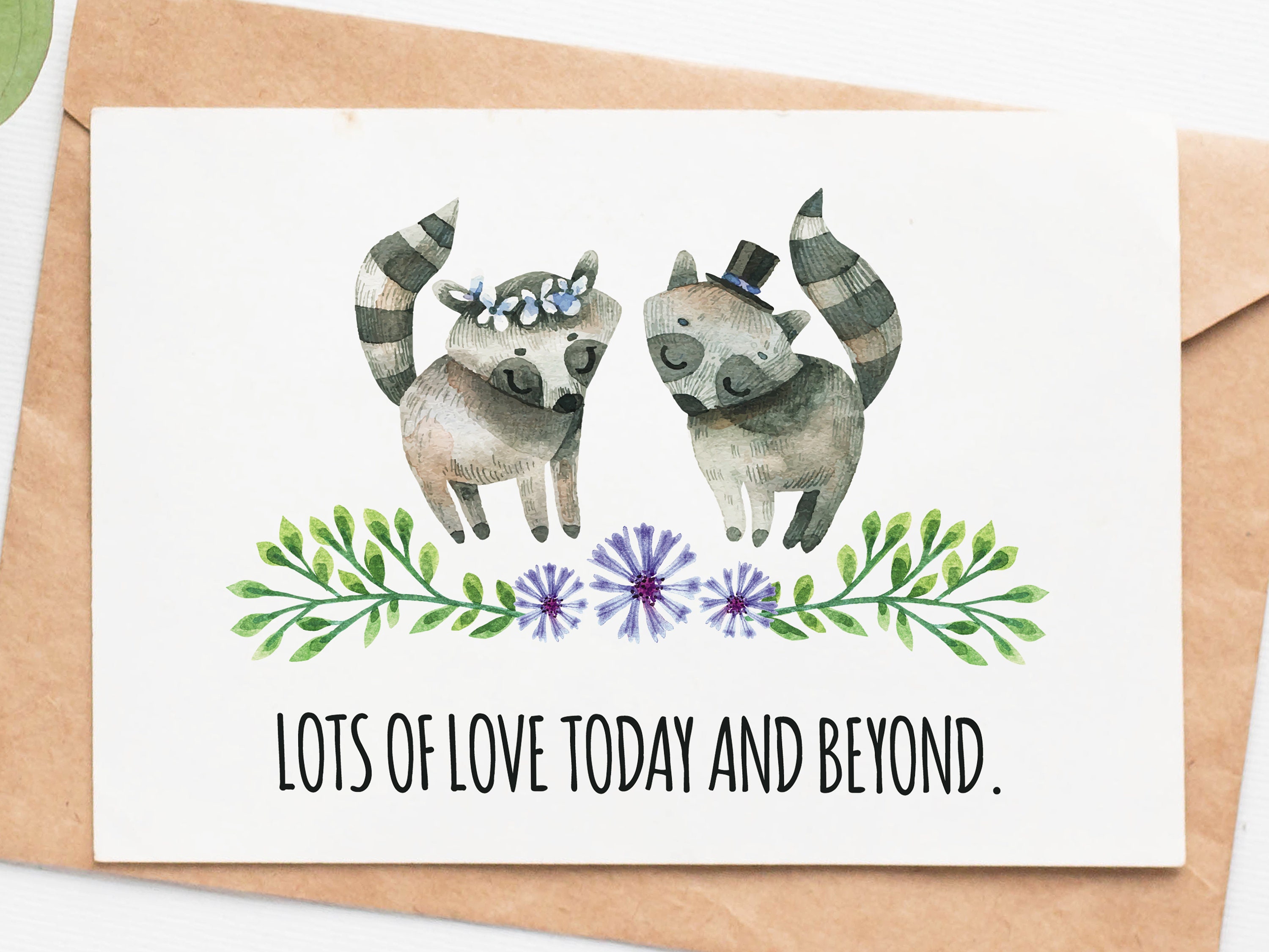 Raccoon Wedding Card Just Married Congratulations Card | Etsy