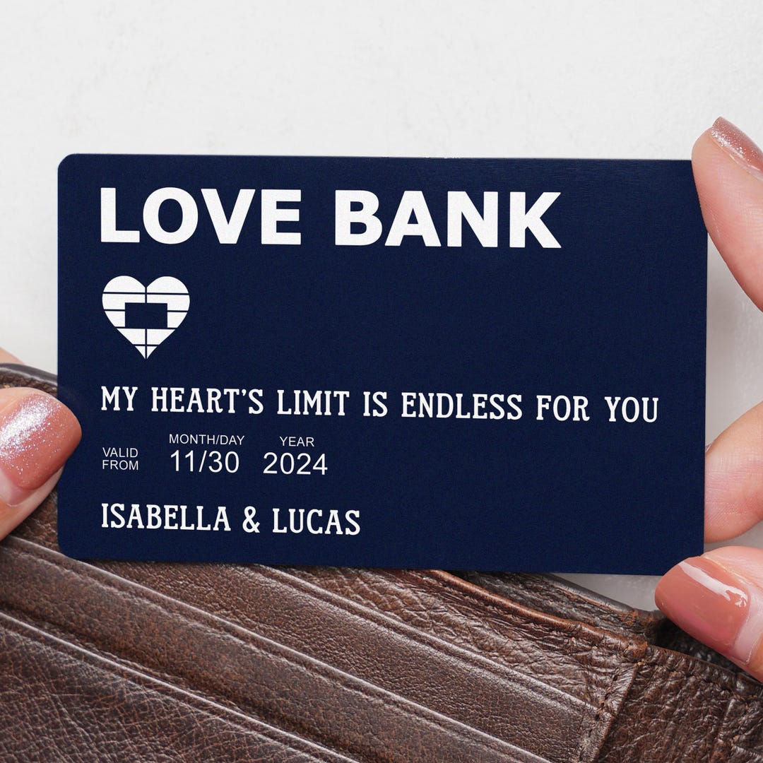 Love Bank Metal Wallet Card, Personalized Valentines Day Gift for Him ...