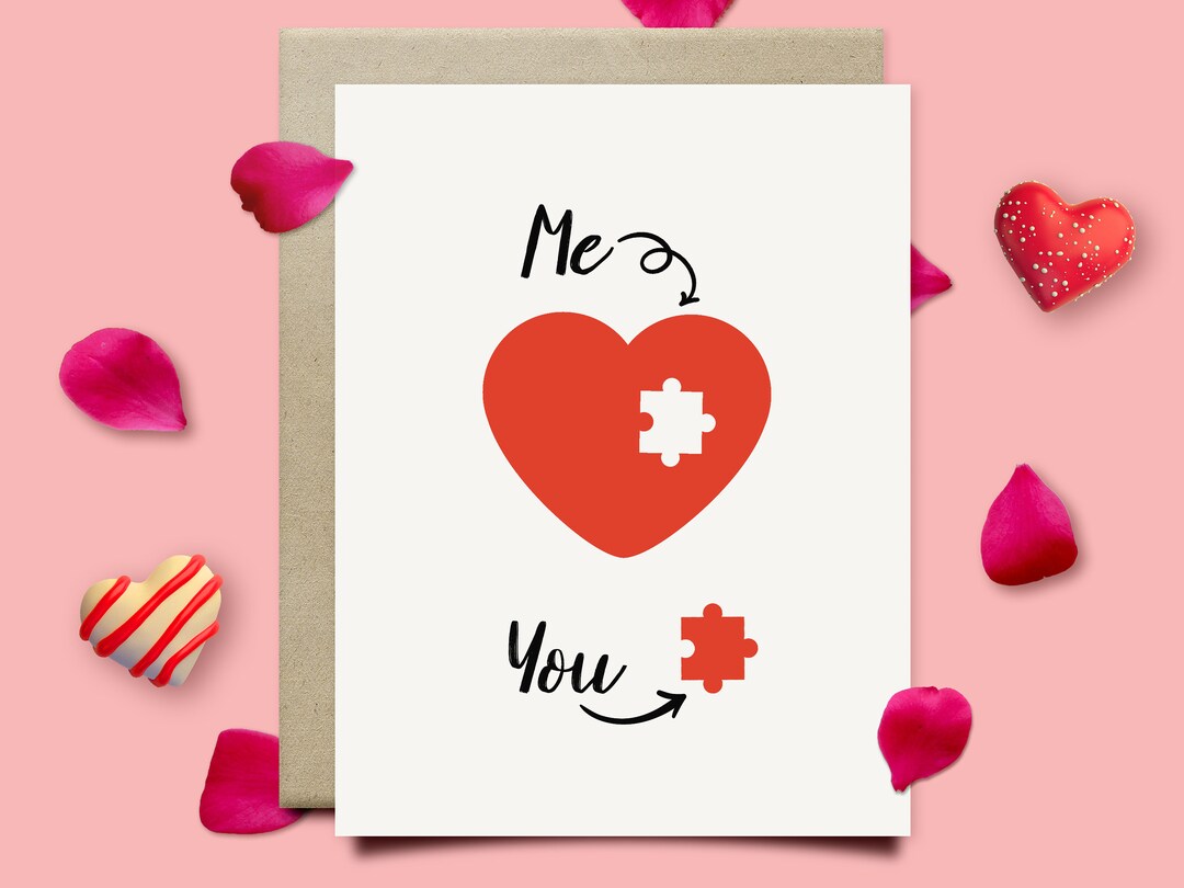 Heart Puzzle Card, Missing Part Romantic Valentines Card for Him ...
