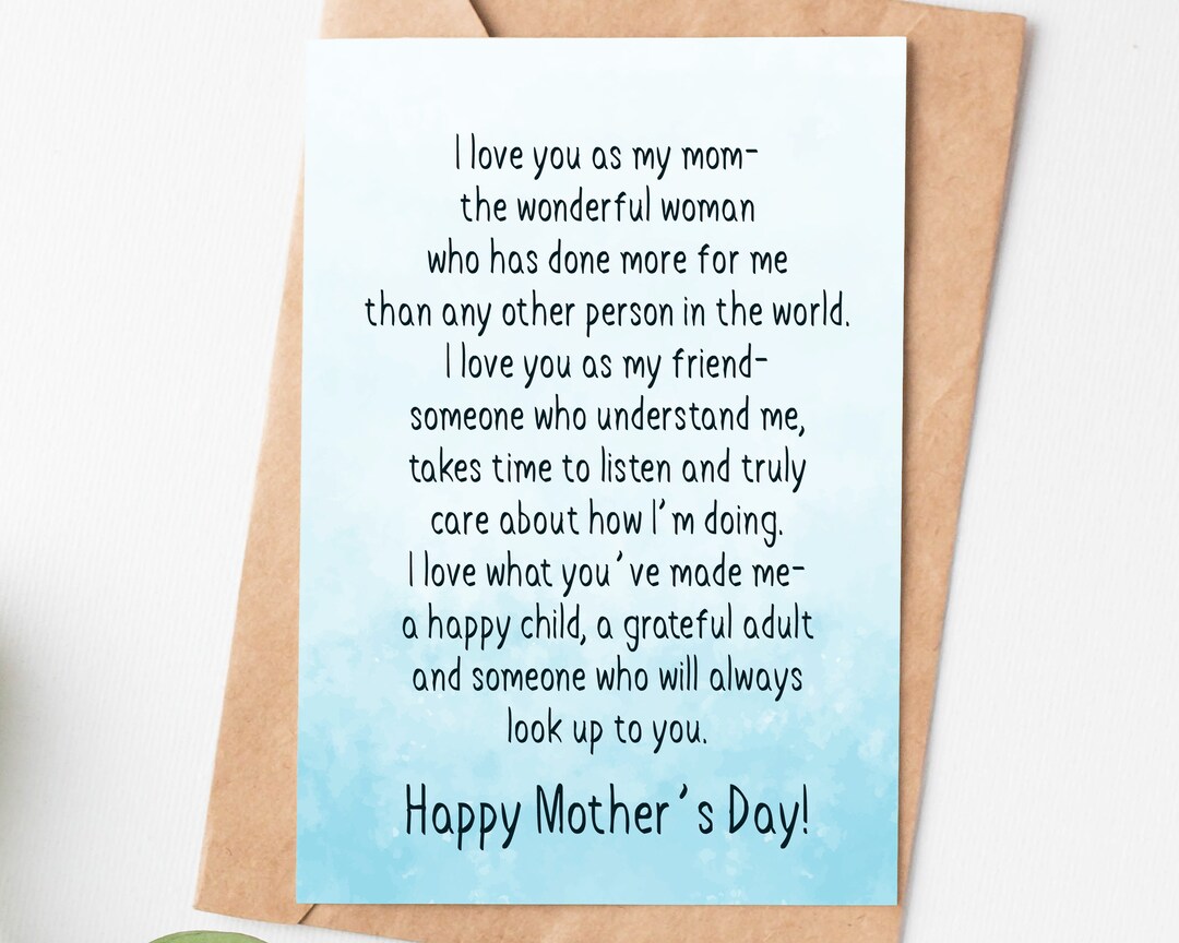 I Love You Card for Mom, Mothers Day Card From Daughter, Mom Birthday ...