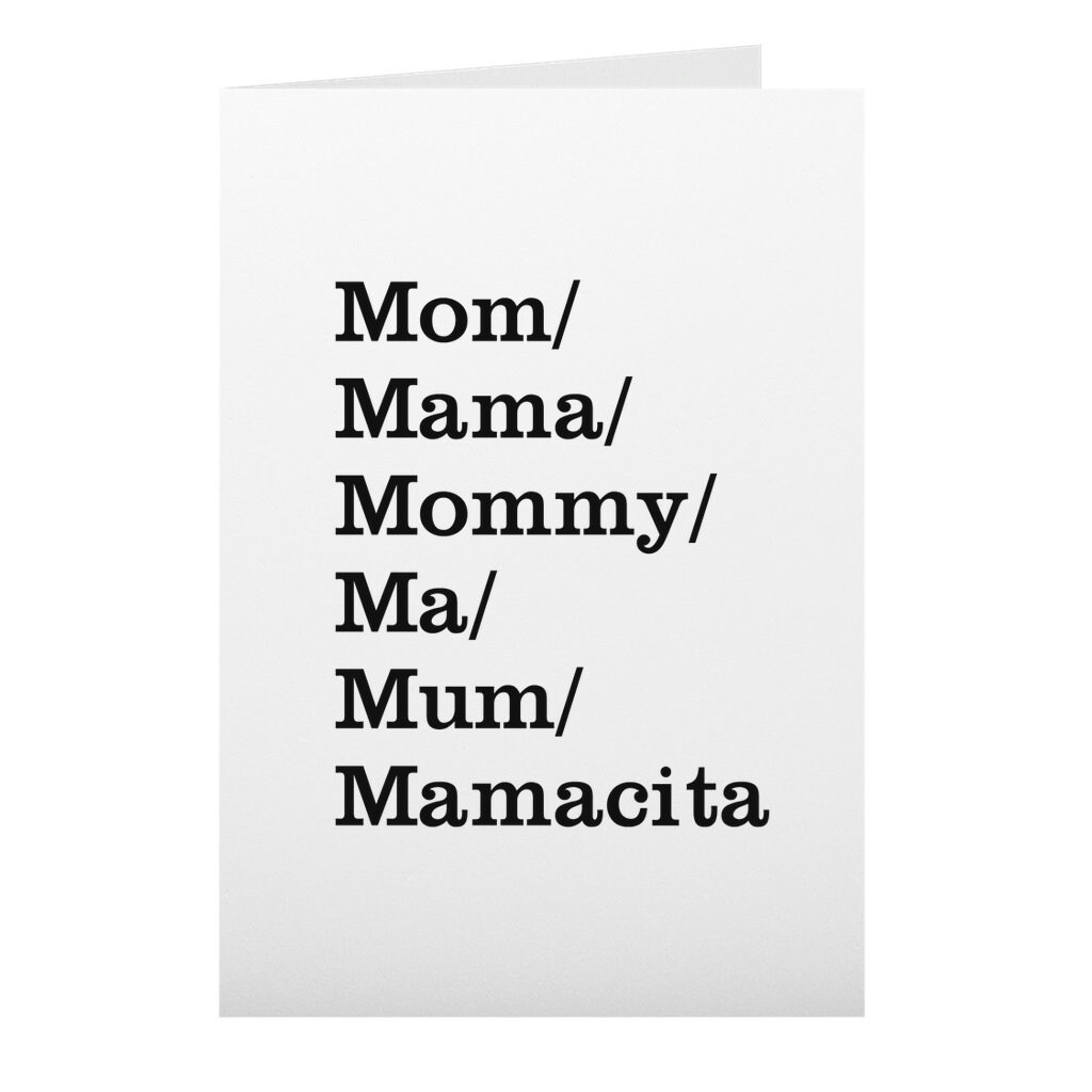 Mom Mama Mommy Ma Mum Mamacita Card Mothers Day Card for Mom - Etsy