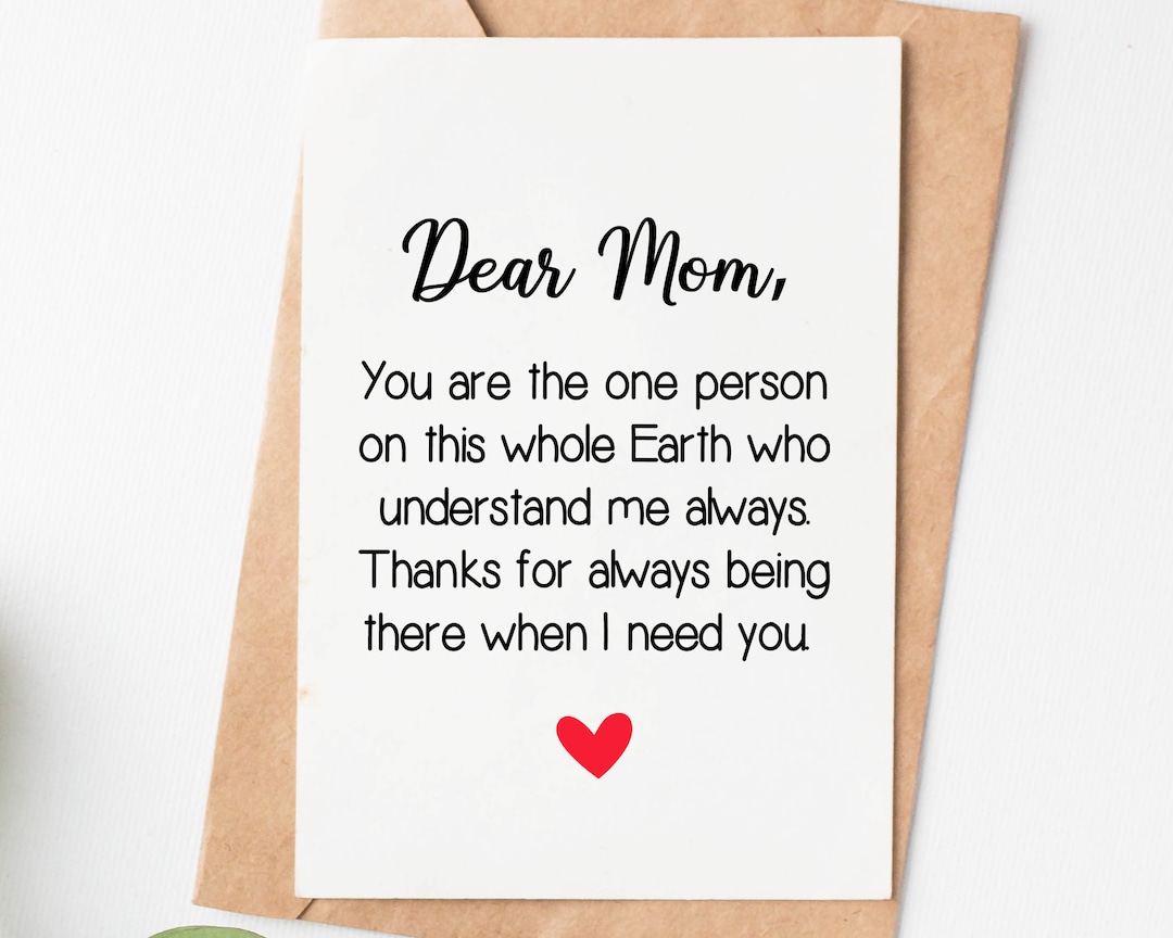 Thank You Card for Mom, Mothers Day Card, Mom Birthday Card, Mothers ...