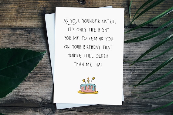 Funny Birthday Card for Sister Rude Birthday Card Sister | Etsy
