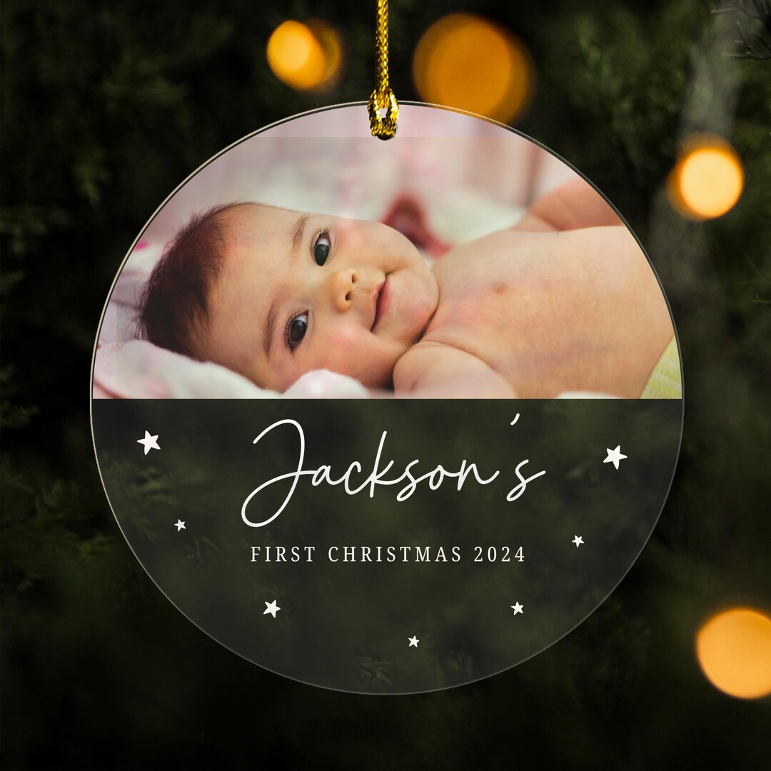Personalized Babys First Christmas Ornament, Custom Baby Photo Holiday ...
