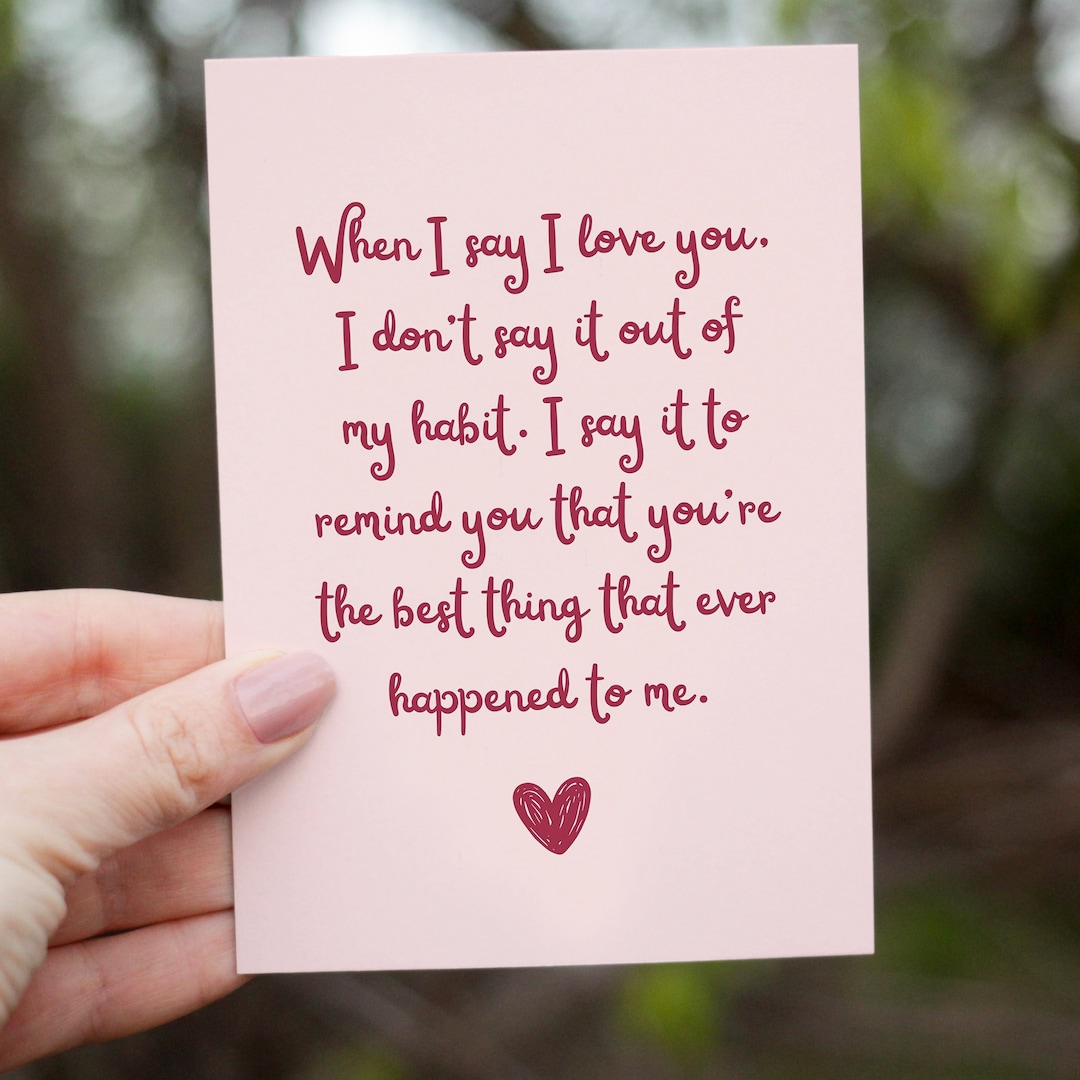 Romantic Love Card, Valentines Day Card for Him Her, Paper Anniversary ...