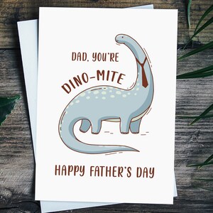 Dino-mite Pun Card for Dad, Funny Fathers Day Card From Daughter ...