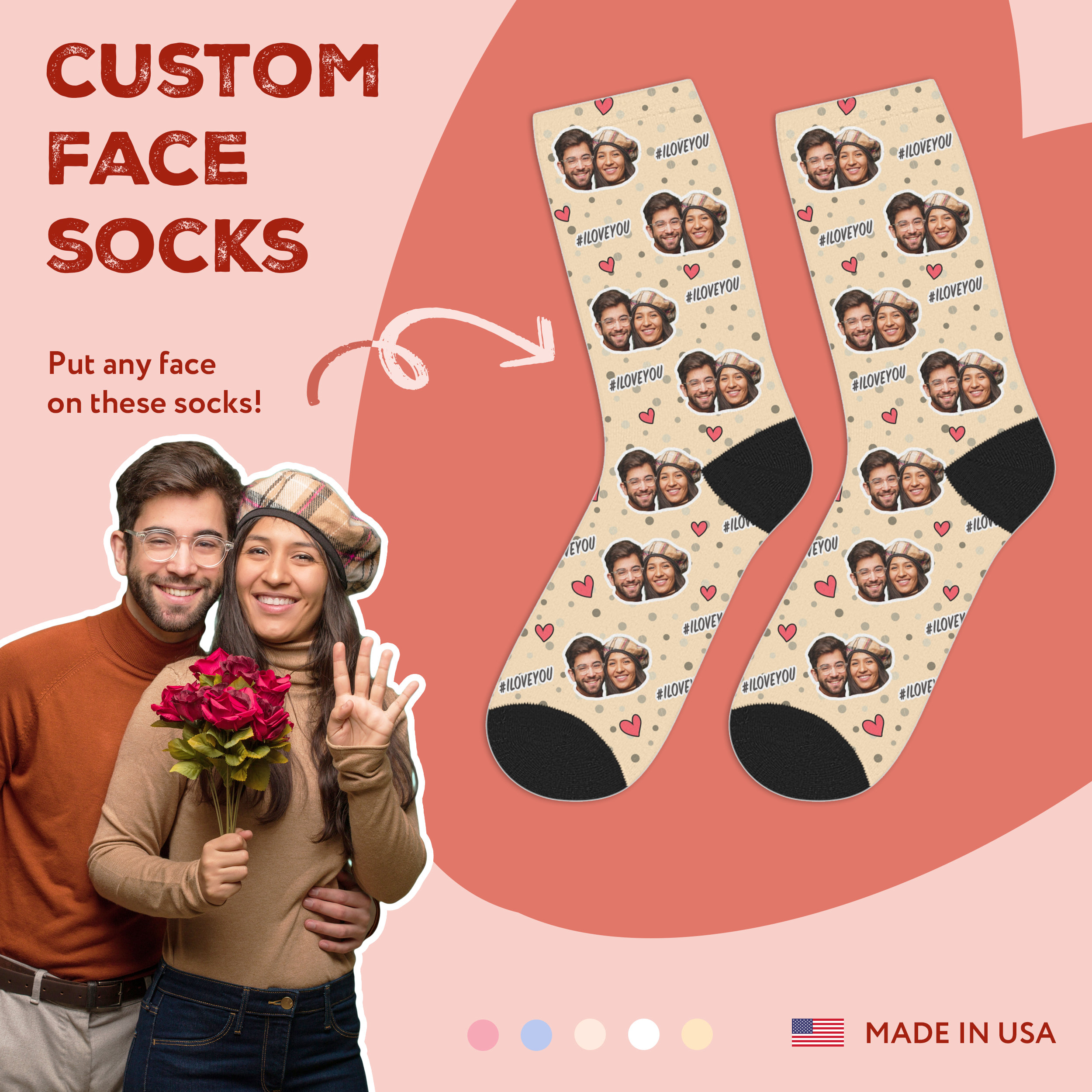 Custom Socks Useful Gift Custom Couple FACES Socks With Photos ...