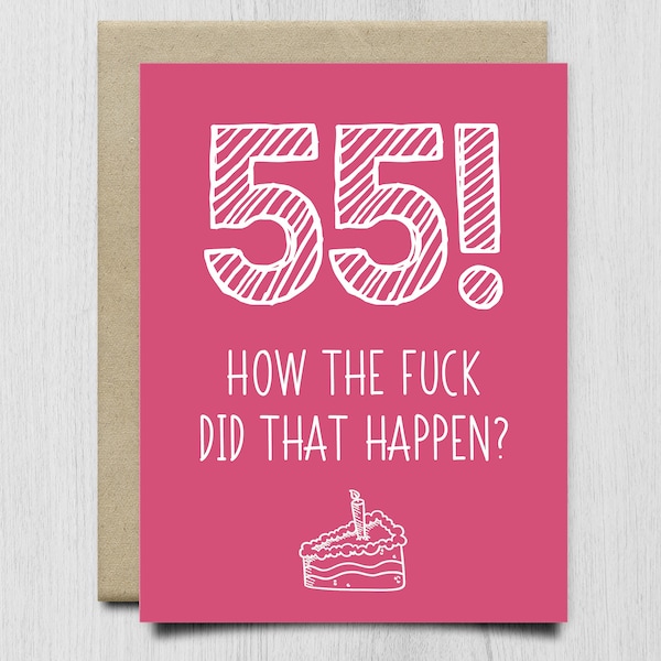 Funny Birthday Cards Turning 55 - Etsy