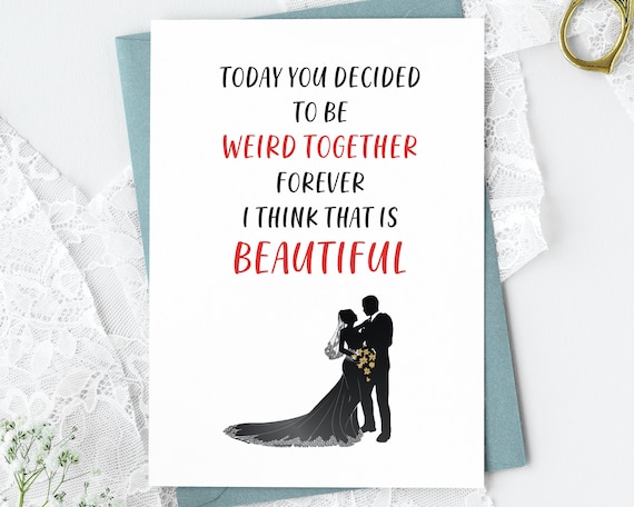 Funny Wedding Card Weird Together Engagement Card Couple - Etsy