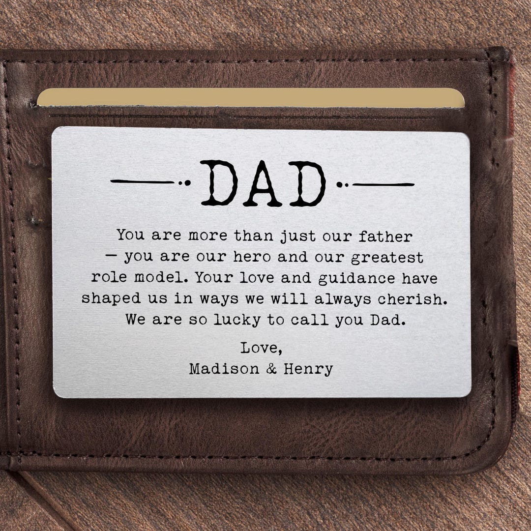 Custom Dad Metal Wallet Card, Fathers Day Gift From Kids, Personalized ...