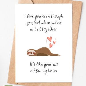 Sloth Love Card, Funny Valentines Day Card for Him or Her, Anniversary ...