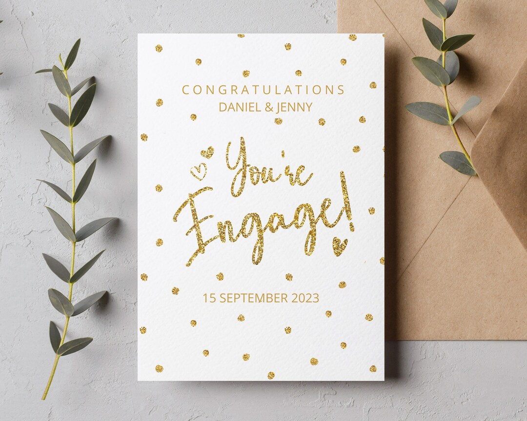 Personalized Engagement Card, Custom Greeting Card, Congratulations ...