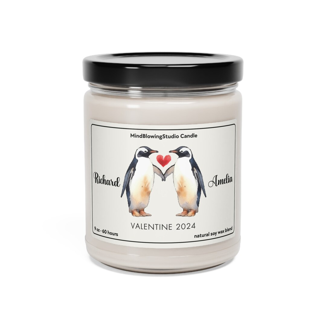 Penguin Couples Candle, Personalized Valentines Day Gift for Him ...
