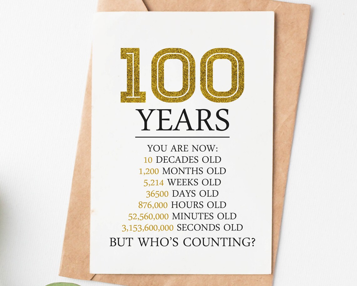 Happy 100th Birthday Card 100th Birthday Gift For Women Men Etsy UK