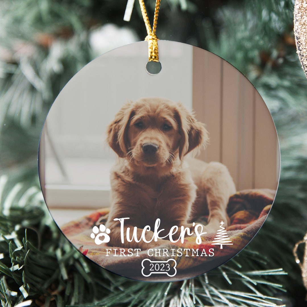 Dogs First Christmas Ornament Personalized, Custom Dog Photo Ornament ...