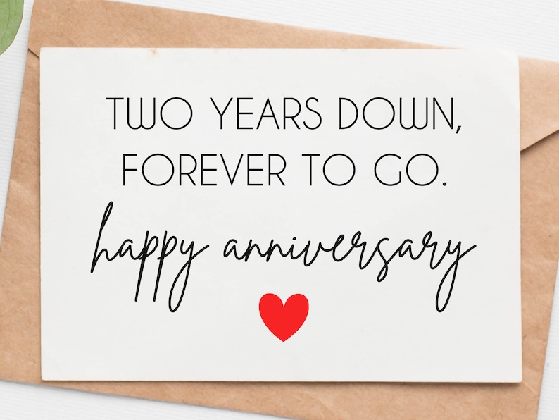 2nd Wedding Anniversary Card for Husband Wife Second - Etsy