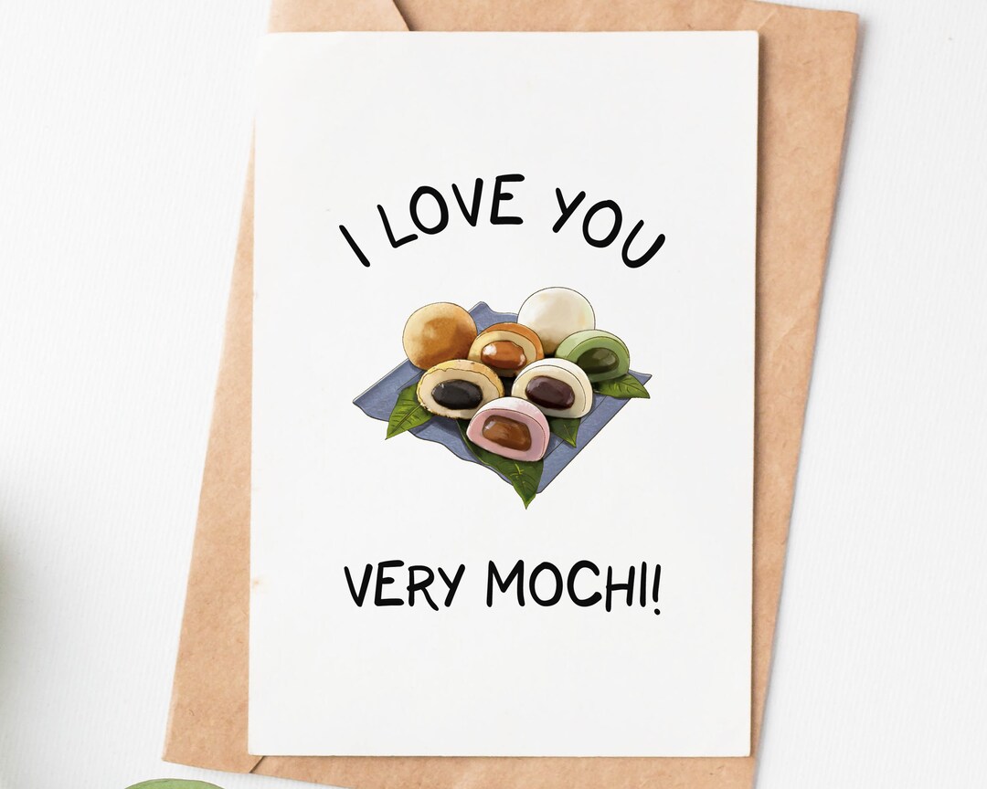 I Love You so Mochi Valentines Day Card for Him, Pun Valentines Card ...