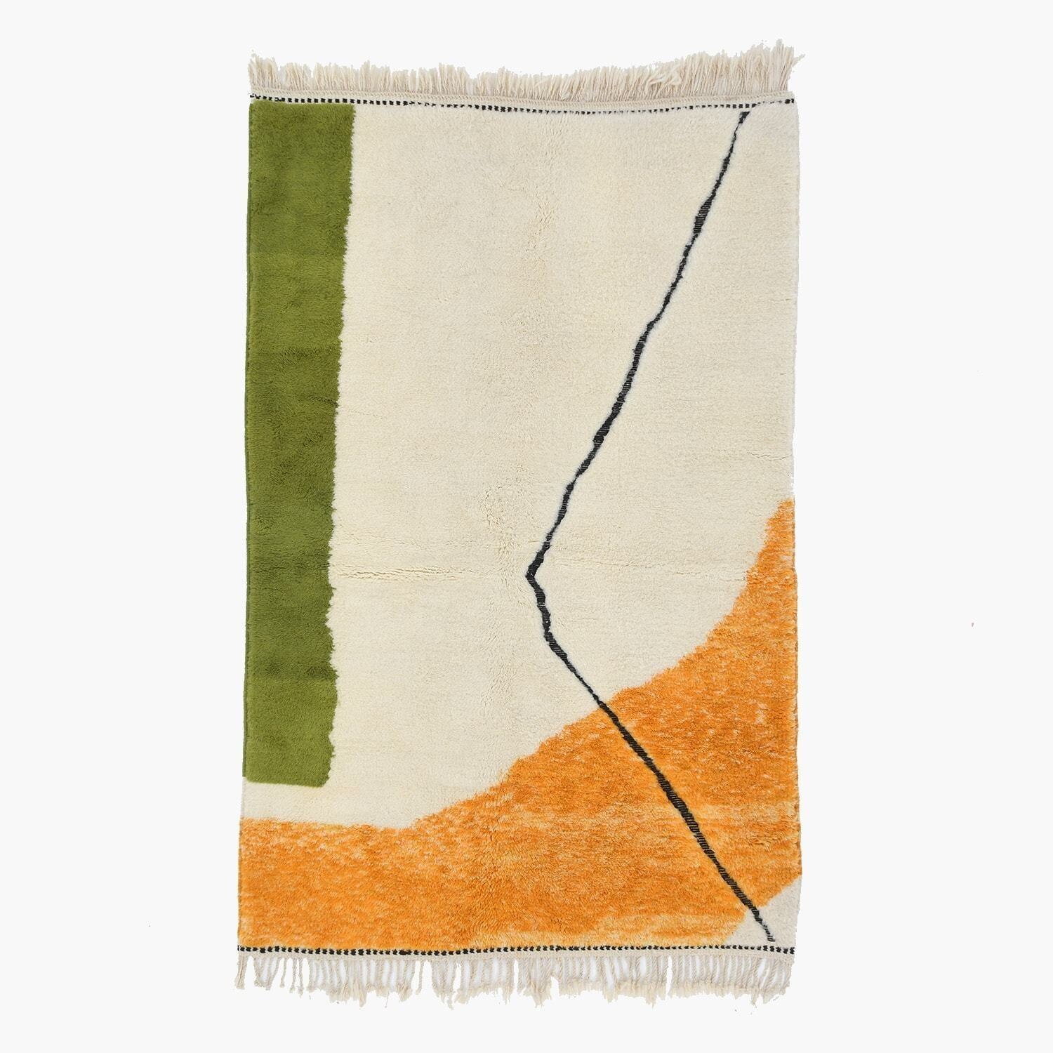 Moroccan ORANGE GREEN Rug Beni Ourain Rug All Wool Berber - Etsy UK