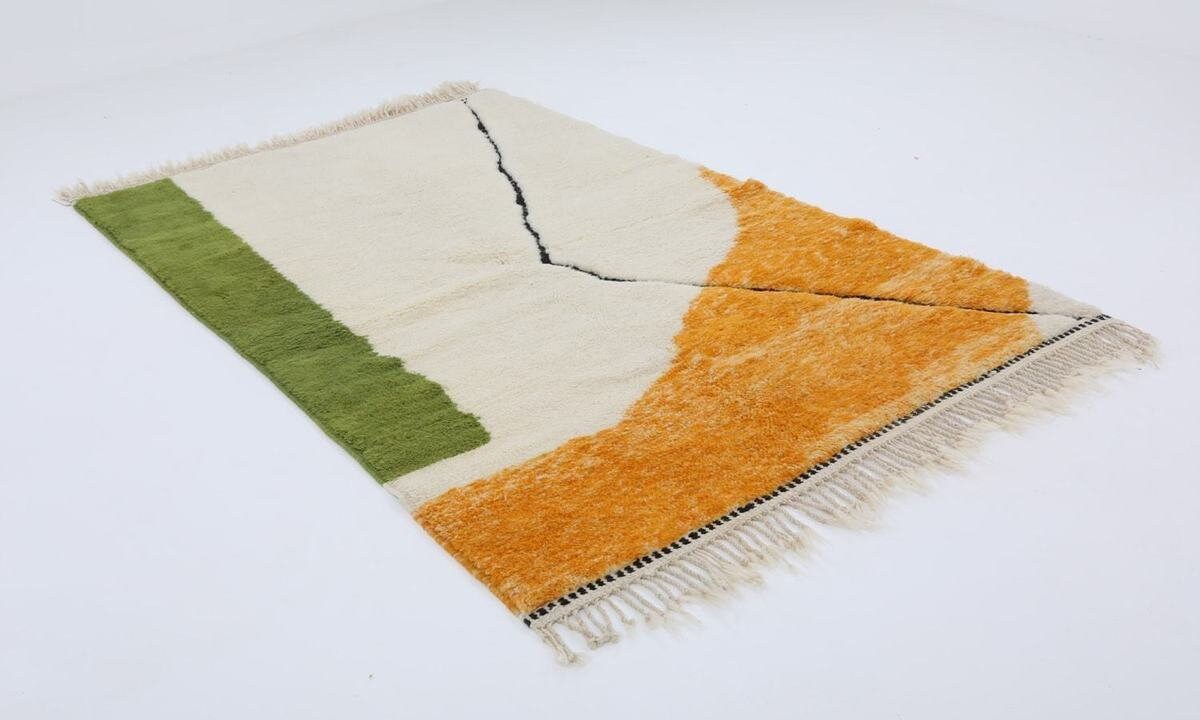 Moroccan ORANGE GREEN Rug Beni Ourain Rug All Wool Berber - Etsy UK