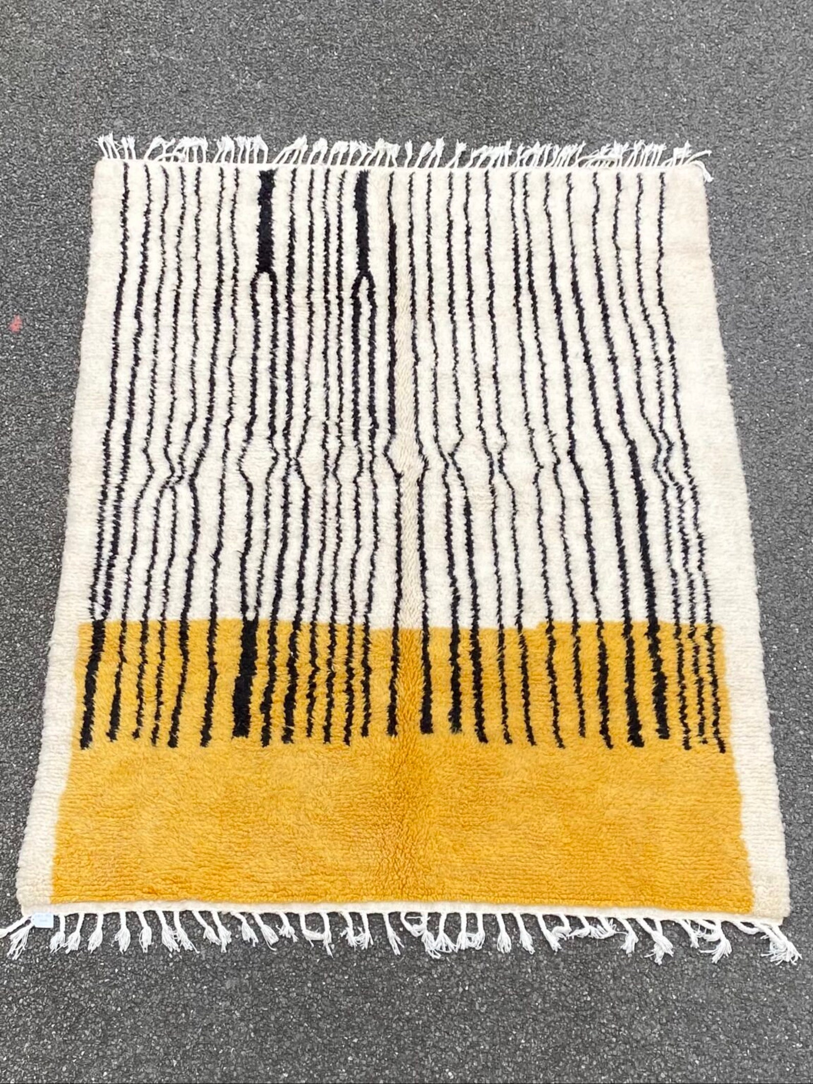 Dark Yellow Black White Floor Boho Chic Rug Handmade Carpet - Etsy