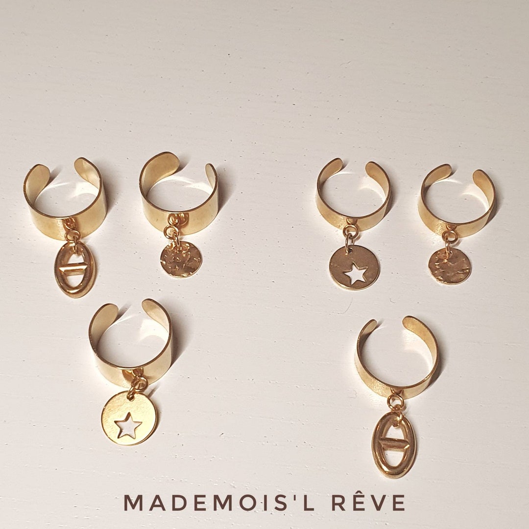 Bague acier inoxydable doré or breloque gold Acier inoxydable et ...