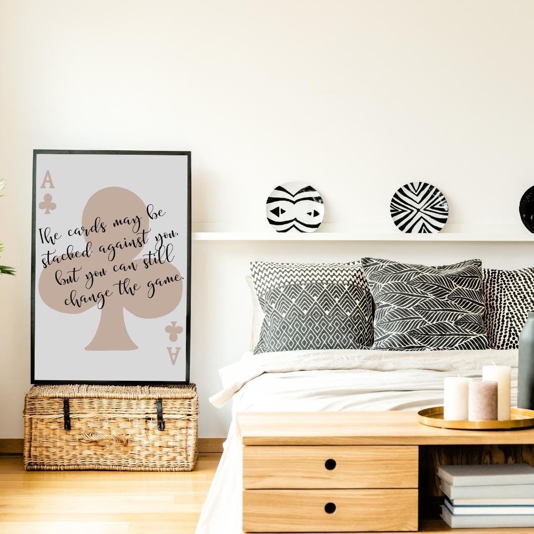 Ace of Spades Print Quote Black | Ace of Spades Kiss Print | Wall Art ...