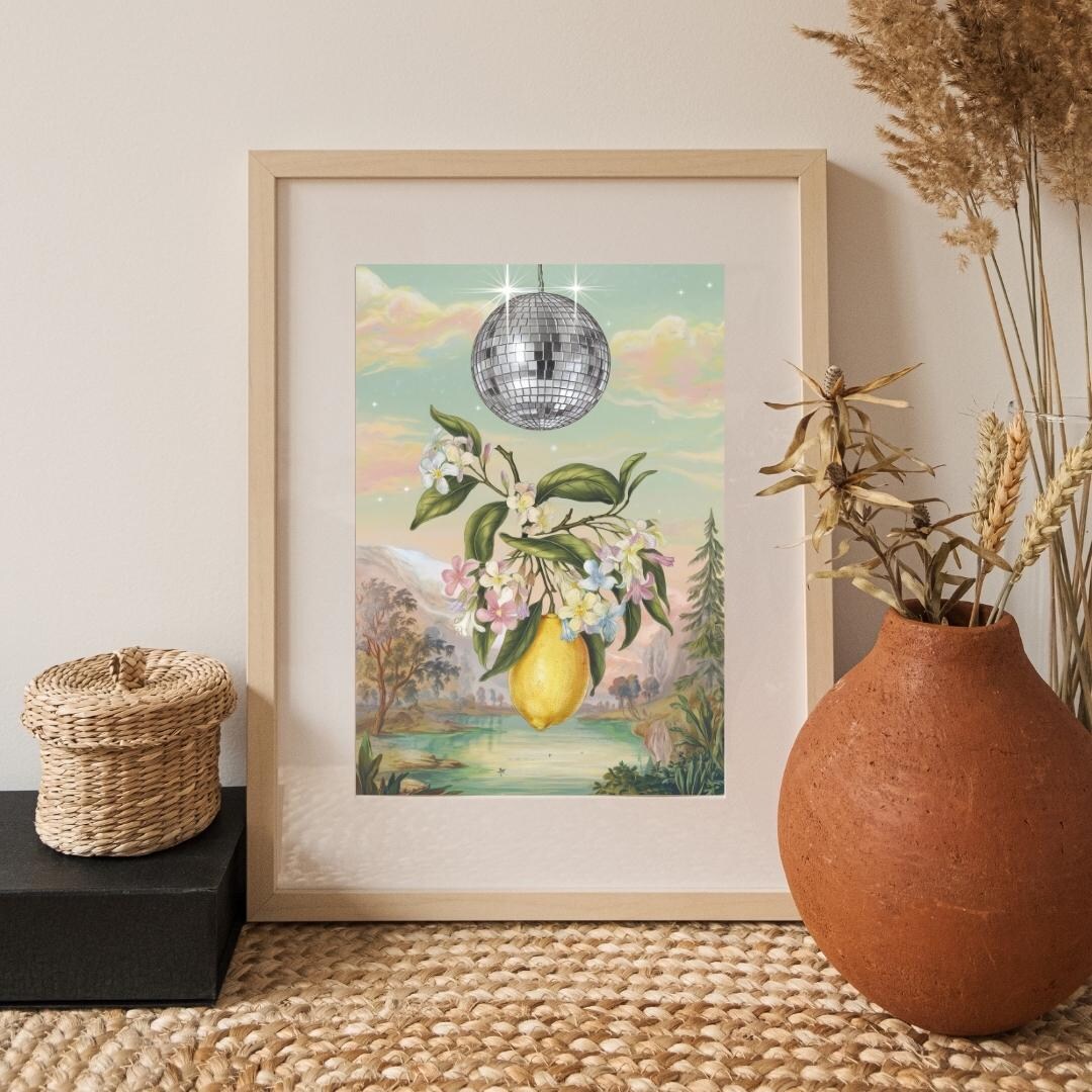 Lemon Disco Wall Art | Disco Lemon Download | Disco Strawberry Wallart ...