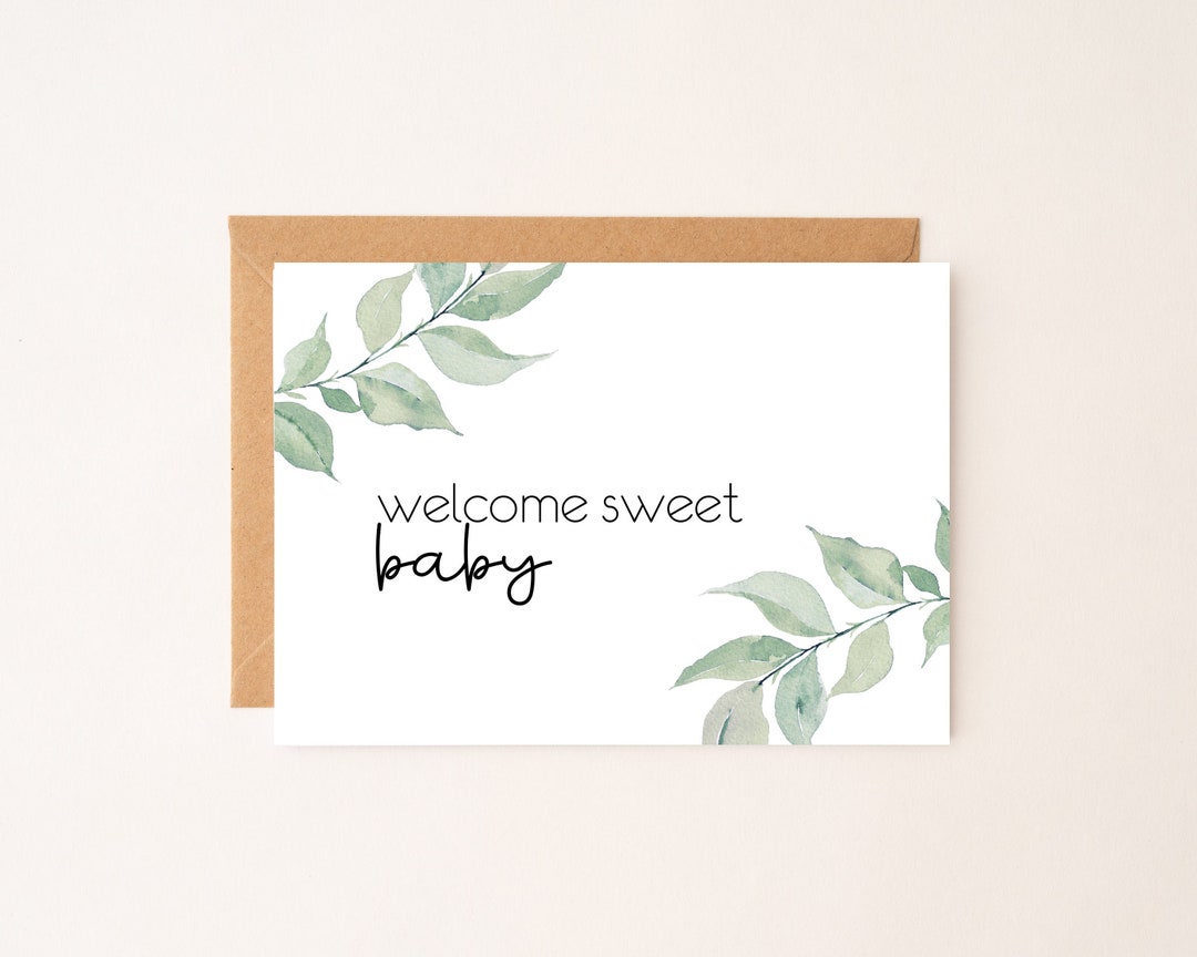 Welcome Sweet Baby Card - Instant Download - PDF - Neutral Baby Shower ...