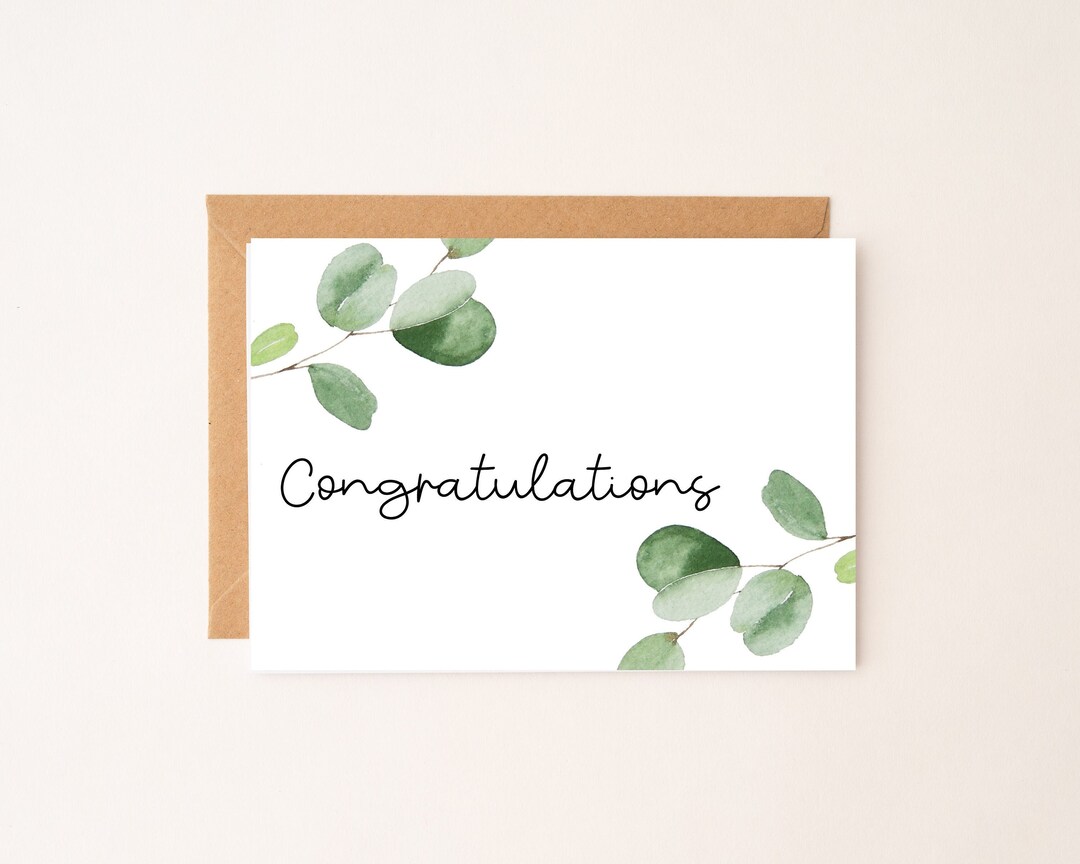 Congratulations Card | Printable Congrats Card | Greenery Eucalyptus ...