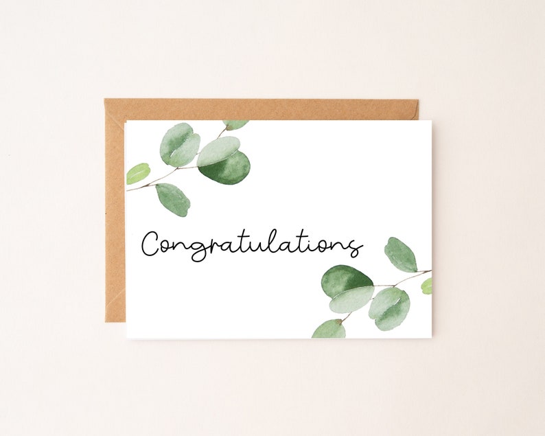 Congratulations Card | Printable Congrats Card | Greenery Eucalyptus ...