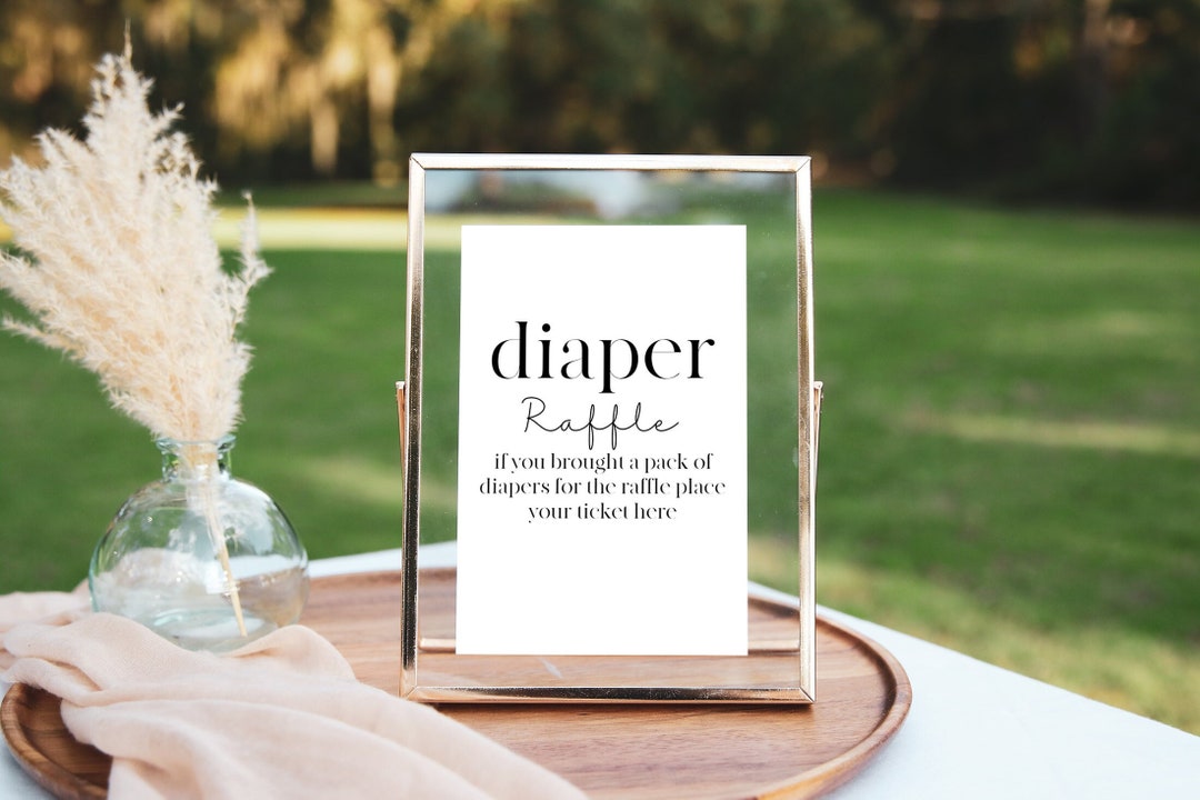 Modern Digital Diaper Raffle Sign Baby Shower Game Digital Download ...