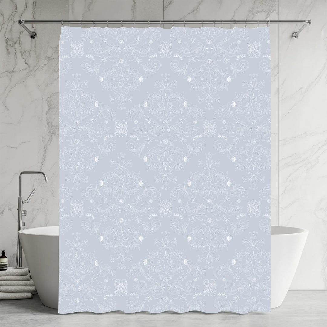 Victorian Light Blue and White Shower Curtain | Old Money Ornate French ...