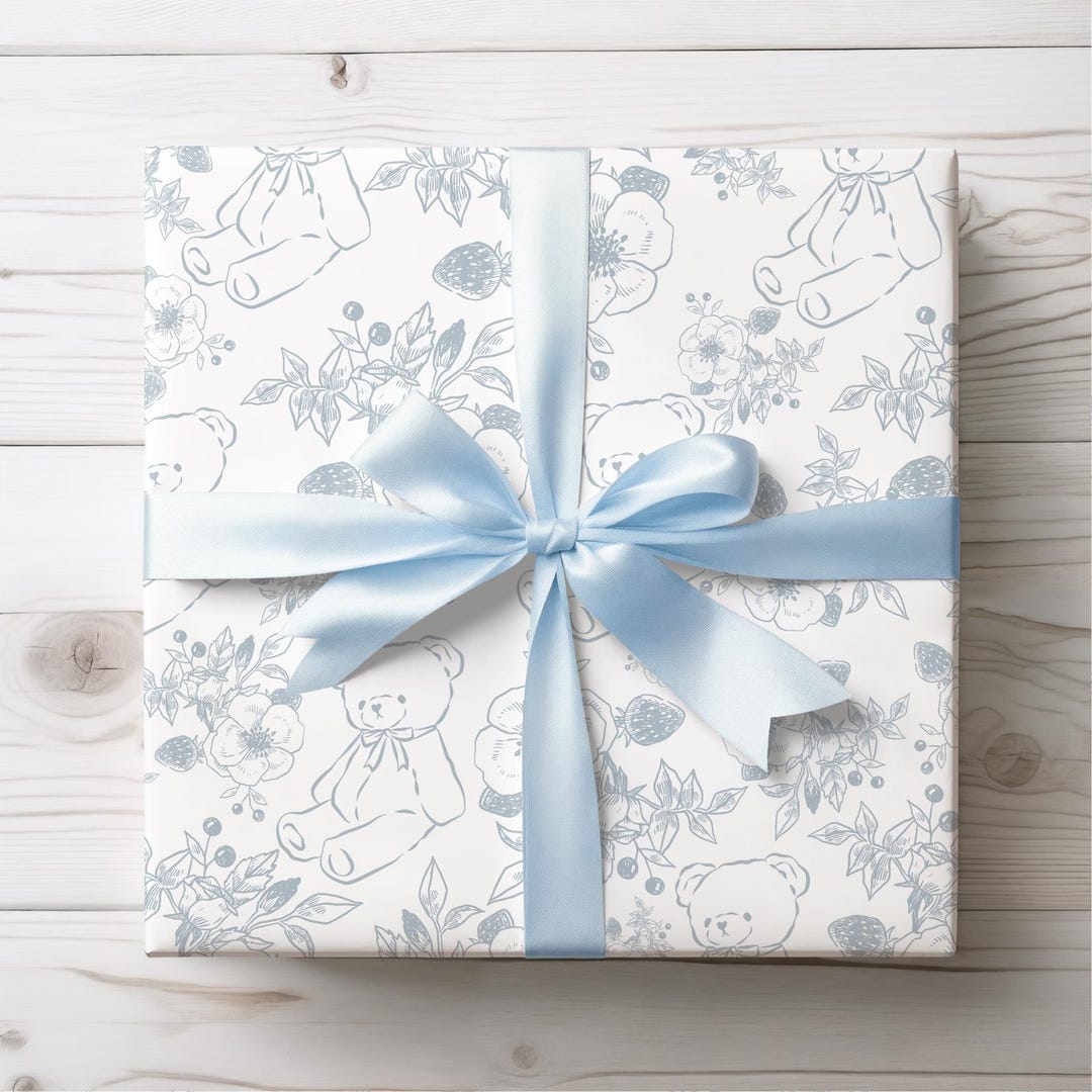 Baby Boy Wrapping Paper | Baby Shower Gift | Toile Coquette Gift ...