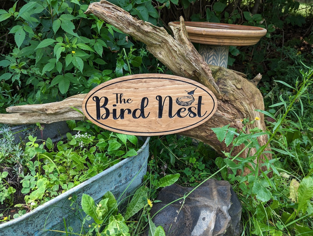 Custom Wood Signs, Bird & Bird's Nest, Outdoor Wooden Sign ...