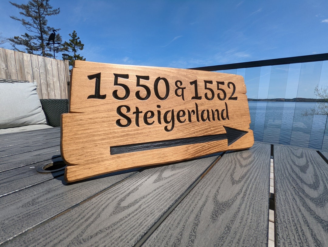 Personalized Rustic Carved Outdoor Sign With Arrow , Perfect for Home ...