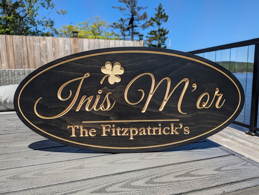Shamrock Family Name Sign - Wooden Engraved Sign - Etsy