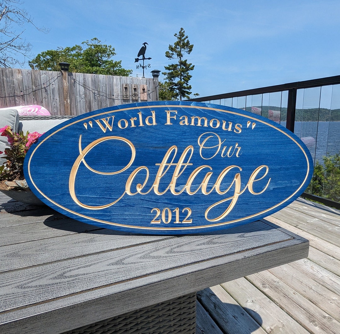 Custom Blue Stained Wood Signs, Outdoor Wooden Sign, Personalized Sign ...